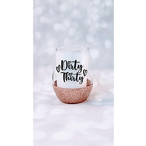 Dirty Thirty,Glitter Birthday Wine Glass, Glitter Shot Glass (Shot)
