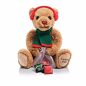 Godiva Chocolatier Holiday 2022 Plush Bear – Christmas Teddy Bear with 6 Gourmet Chocolates - Limited Edition Gift for Chocolate Lovers