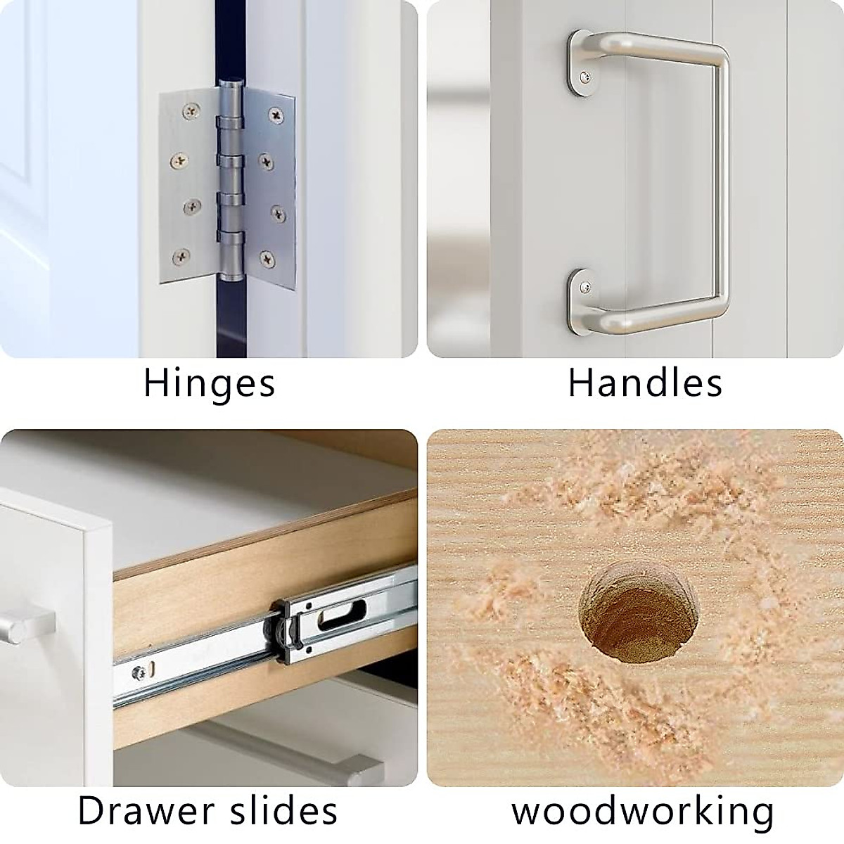 Japard Self Centering Drill Bit Set for Hinges 4 Pcs, 1/4 Hex Shank with 5/64, 7/64, 9/64, 11/64 inches Door Window Cabinet