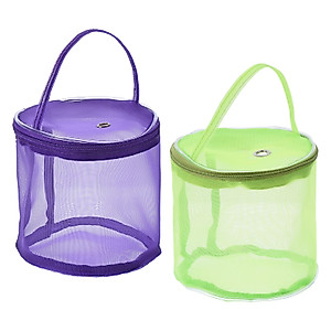 PATIKIL Yarn Storage Bag, 2 Pack Portable Crochet Knitting Bag Case Skein Ball Holder Mesh Organizer Crocheting Tote for Sewing Craft Projects, Purple Green