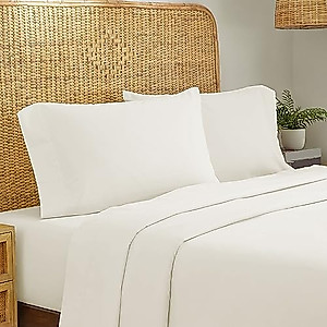 California Design Den 100% Organic Cotton Queen Sheet Set, GOTS Certified - Percale Sheets Queen - Soft Cooling Sheets - Deep Pockets - 4 Piece Cotton Bed Sheets Queen, Ivory Sheets
