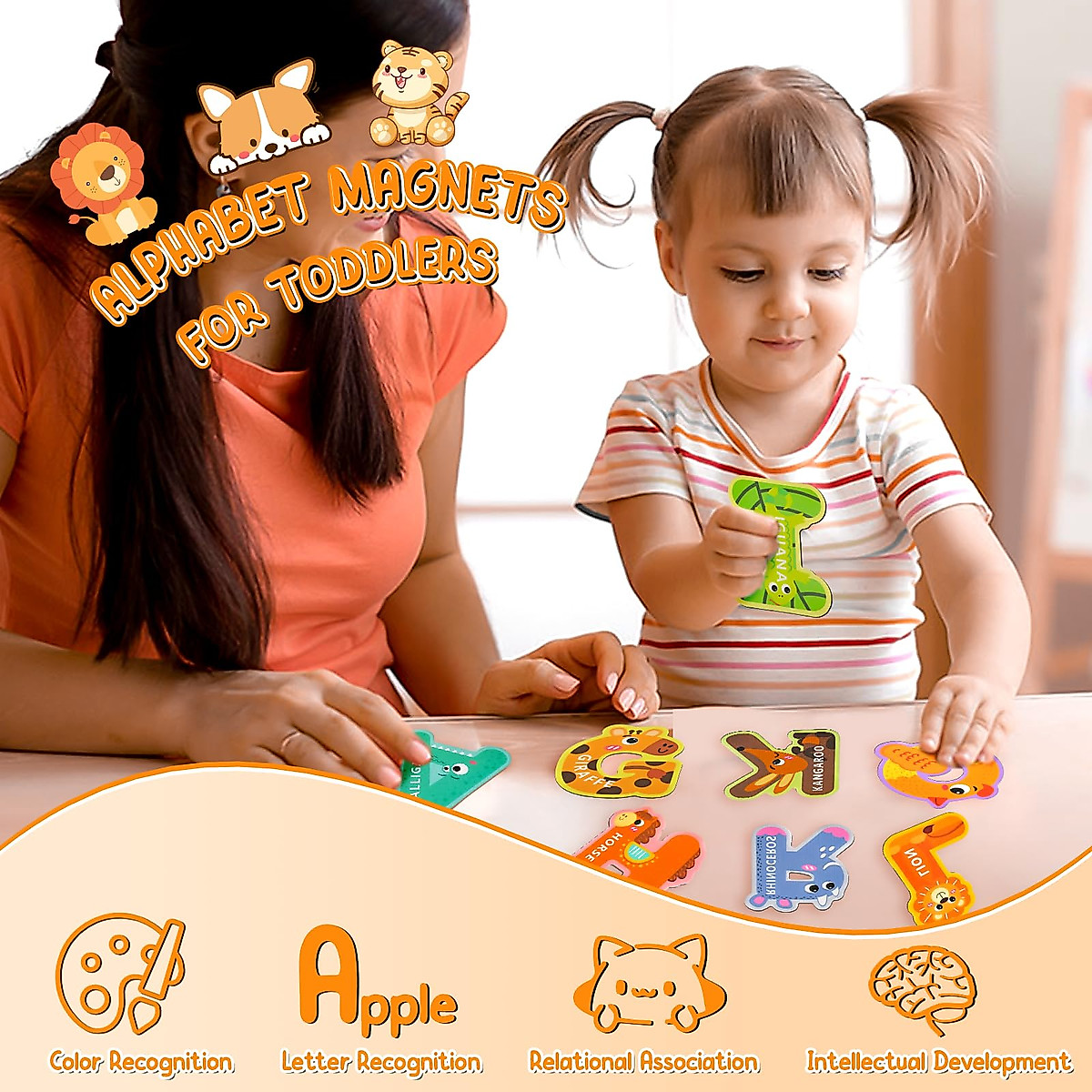 Easter Basket Stuffers for Toddler, Alphabet Magnets, ABC Learning Toys for Kids Ages 3-5, Magnetic Alphabet Letters, Fridge Magnets for Toddlders 3 4 5 Years Old