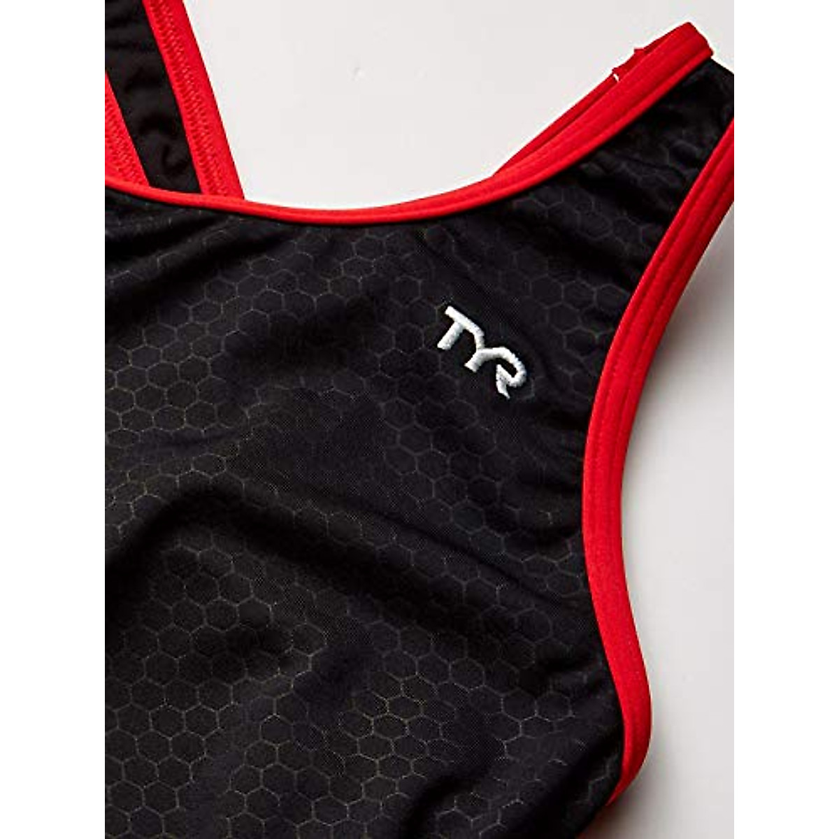 TYR womens Hexa Maxfit Swimsuit, Black/Red, 38 US