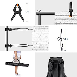 LCUIRC Photo Backdrop Stand, 6.5x10ft Background Stand Kit with 4 Crossbars, 4 Spring Clamps, 4 Backdrop Clips, 2 Sandbags, and Carrying Bag for Parties Decoration