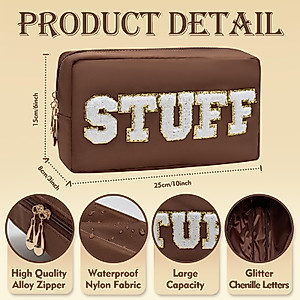 Burskit Preppy Makeup Bags Stoney Clover 4 Pcs Travel Organizer Patch Bag Large Varsity Chenille Letter Cosmetic Toiletry Preppy Stuff Cute Bags Portable Pouch Storage Purse Bag Set