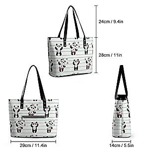 Womens Handbag Panda Patterns Leather Tote Bag Top Handle Satchel Bags For Lady