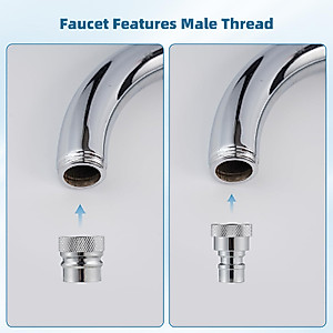 iFealClear Dishwasher Faucet Adapter, Faucet Adapter for Portable Washer, Portable Dishwasher Snap Aerator Adapter, 55/64-27 Female and 15/16-27 Male Thread for Kitchen/Bathroom/Rvs, Chrome-2 Pack