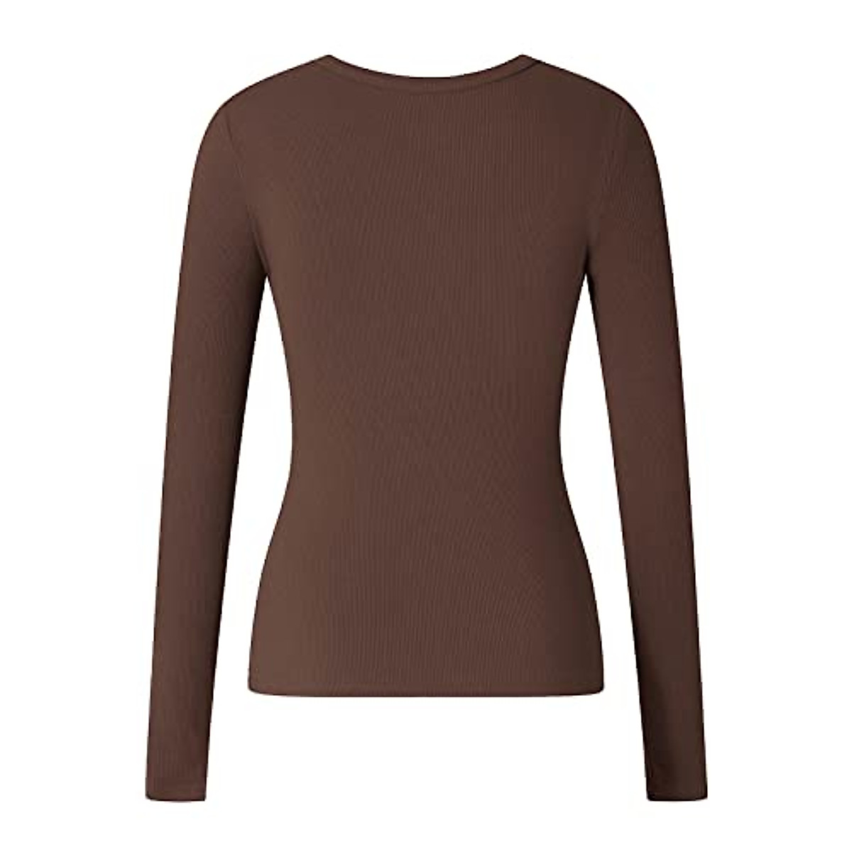 Grunge Clothes for Women Y2K Tops Long Sleeve Fairy Grunge Aesthetic Shirts Teen Girls Vintage Graphic Tees Fall (Solid Button Neck Brown, M)