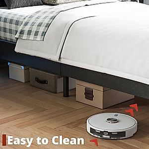 LIKIMIO Twin Bed Frames with Lighted Headboard, Upholstered Modern Cama Twin Platform Bed with Heavy Duty Supports, No Box Spring Need, Noise Free, Easy Assembly, Black