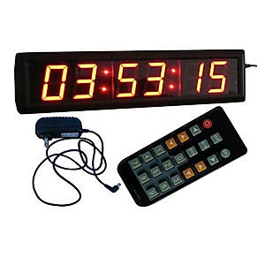 BestLED Large Wall Clock 2.3" High Character 6 Digits Red Color LED Digital Clock 12/24-Hour Display Real Time Clock Support Countdown/up Function in Hours Minutes Seconds