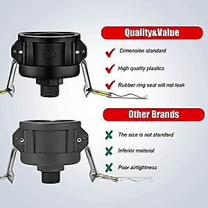 275 330 Gallon IBC Tote Fittings IBC Tote Adapter IBC Tote Tank Drain Adapter for Garden Hose Camlock Garden Water Hose 2 Inch Tote Lock, Black (1)