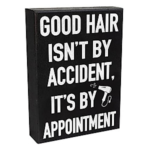 JennyGems Hairdresser Gifts, Good Hair Isn't By Accident It's By Appointment Wooden Sign, Gift for Hair Stylist, Shelf Decor and Wall Hanging, Made in USA