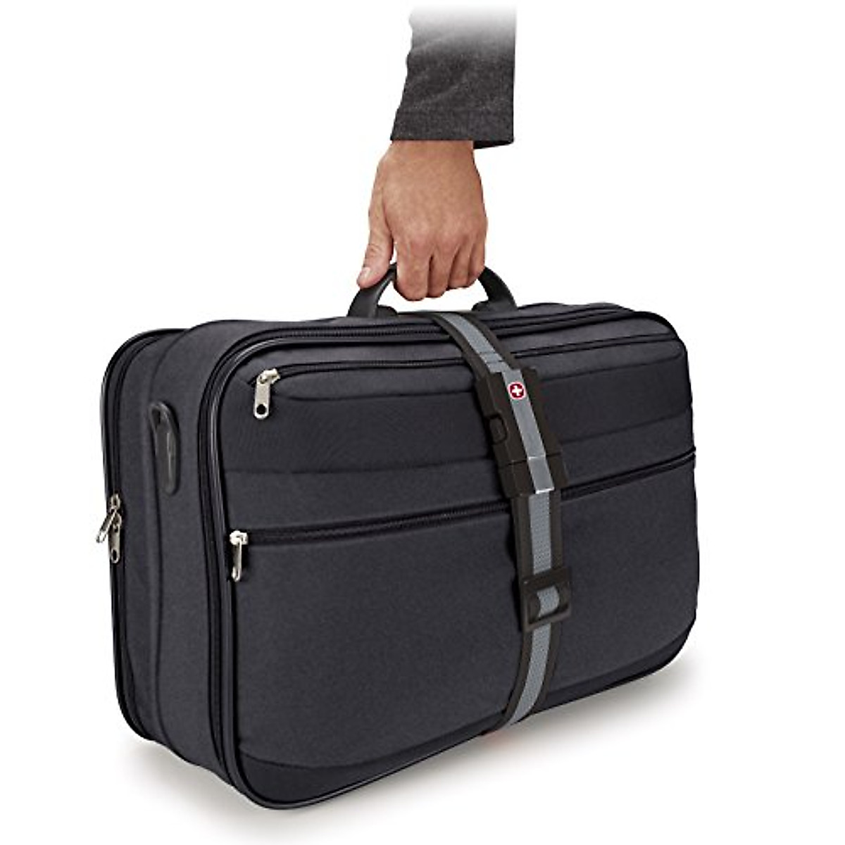 SwissGear Adjustable Luggage Strap with Snap-Lock Buckle - Fits Bags up to 72-Inches , Black