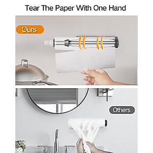 Magnetic Paper Towel Holder,Paper Towel Holder with Spray Bottle,Paper Towel Holder Under Cabinet with Strong Magnetic Backing and Self-Adhesive for Kitchen Refrigerator Grill RV