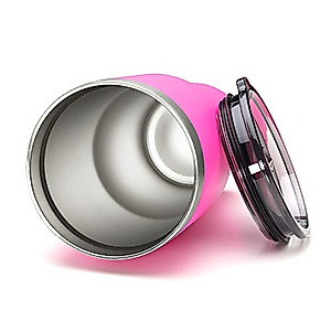 Zibtes 30oz Insulated Tumbler With Lid and Straws, Stainless Steel Double Vacuum Coffee Tumbler Cup, Powder Coated Travel Mug for Home, Office, Travel, Party (Hot Pink 1 pack)