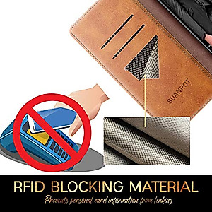 SUANPOT for Samsung Galaxy S20 FE Leather Wallet case with RFID Blocking Credit Card Holder, Flip Folio Book PU Cell Phone Cover for S20FE 5G Shockproof case Pocket for Men for Women 6.5 Light Brown