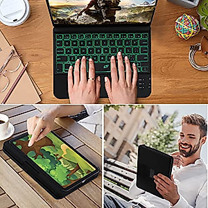 LENRICH iPad Mini 6 case with Keyboard 2021 8.3 inch 6th Generation Trackpad Backlit 7 Color,Backlight Wireless Accessories 360 Rotation Smart Protective Cover touchpad