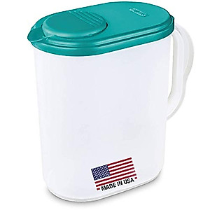 Tribello Pitcher with Lid 1 Gallon, Slim Clear Plastic Water Pitcher with Pivot-top Spout Lids, Iced Tea Pitcher for Fridge, Freezer/Dishwasher Safe, and BPA/Phthalate Free - Made in USA