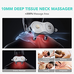 SKG H7 Neck Massager for Pain Relief Deep Tissue, Shiatsu Neck and Shoulder Massager 4D Electric Kneading Massager with Heating Relax at Home Office Car, Gift for Men Women, Maye Musk's Choice