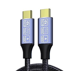 USB 3.2 Gen 2 Cable, 4K@60Hz Video 5A/100W PD Fast Charge Cord, 20Gbps High Speed Data Transfer, 4K Monitor 100W Fast Charging, 100W 5A USB 3.2 Gen 2x2 Type C Cable Data Sync Fast Charging Cord