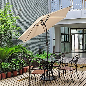 TANGKULA 9FT Patio Umbrella, Outdoor Market Table Umbrella with Push Button Tilt Adjustment, Crank & 6 Sturdy Ribs for Garden, Backyard, Deck & Pool (Beige)