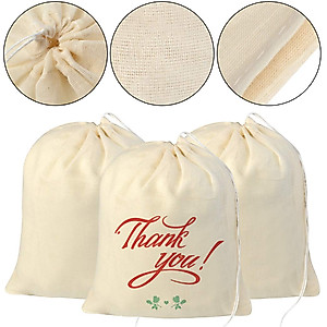 Tayfremn 100pcs Cotton Drawstring Bags, Reusable Muslin Bag Natural Cotton Bags with Drawstring Produce Bags Bulk Gift Bag Jewelry Pouch for Party Home Storage Wedding(6 by 7.9 inches)