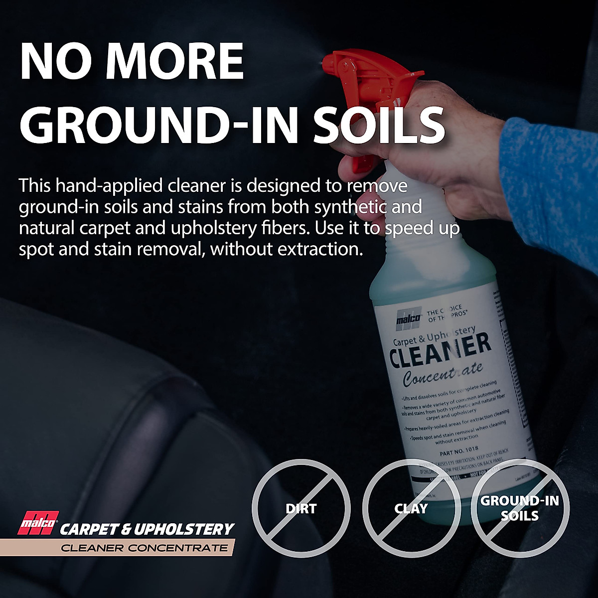 Malco Carpet and Upholstery Cleaner Concentrate - Removes Ground-in Soils and Stains from Automotive and Residential Carpet & Upholstery / 1 Gallon (101801)