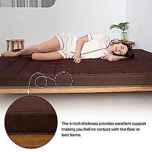 MAXYOYO Floor Mattress Japanese Futon Mattress, Full Thicken Sleeping Pad for Floor Folding Mattress Tatami Mat Camping Mattress with Removable Cover