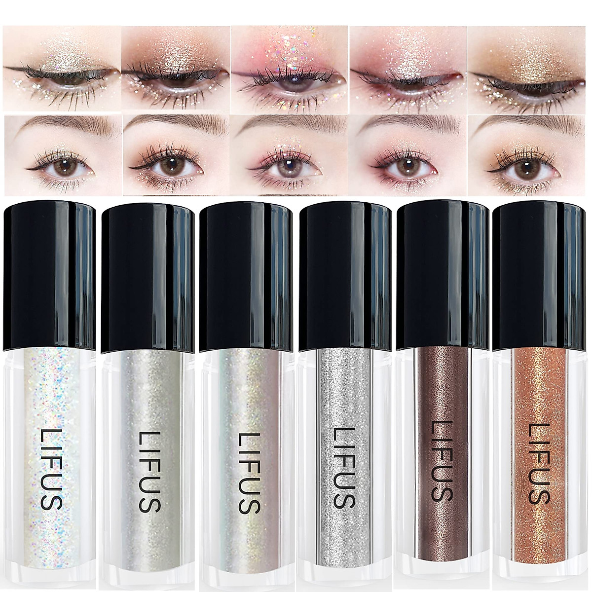 LIFUS Liquid Eyeshadow, Korean Eye Glitter Makeup - Long Lasting, Highly Pigmented, Quick-Drying, 1.0 Fl Oz, C1