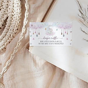 Unicorn Diaper Raffle Tickets, Girls Baby Shower Games for Prizes, Baby Shower Diaper Raffle Invitation Insert Cards, 25 Pack