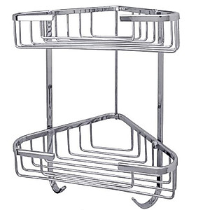 Signature Hardware 296066 Solid Brass Two Tiered Corner Basket