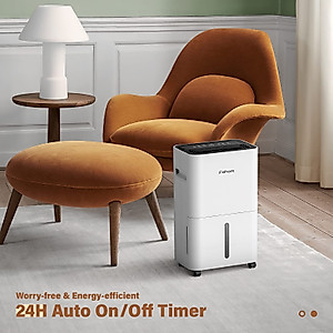 Fehom 4500 Sq. Ft Dehumidifier for Home Basements Bathroom Bedroom Continuous Drainage, with Auto Shut Off Humidity Control and Drain Hose