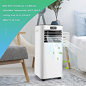 PETSITE Portable Air Conditioner, 3-in-1 AC Cooling Unit Dehumidifying, Fan & Air Cooler Function, Remote Control, Window Kit Included (8000BTU, White)