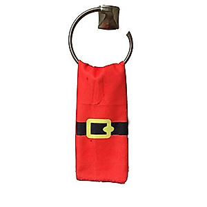 JOYIN 5 Pieces Christmas Theme Bathroom Decoration Set w/Toilet Seat Cover, Rugs, Tank Cover, Toilet Paper Box Cover and Santa Towel for Xmas Indoor Décor, Party Favors (Santa)