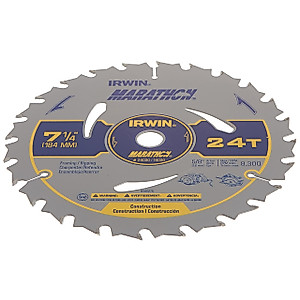 IRWIN Tools MARATHON Carbide Corded Circular Saw Blade, 7 1/4-inch, 24T (24030)