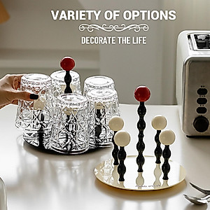 HASSLICKIT Cup Drying Rack Stand, 360° Rotating 6 Cups Mug Holder, Glass Cup Organizer Holder Rack, Modern Decor for Table, Kitchen Countertop (White)