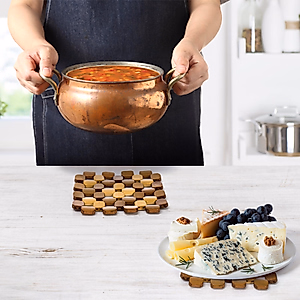 Tlence 12 Pack Bamboo Trivet Mat for Hot Dishes, 6.3'' Heat Resistant Kitchen Hot Pads, Wooden Table Counter Protector Set, Bamboo Coasters for Teapot Hot Dishes Pans, Table Décor Kitchen Gifts Idea