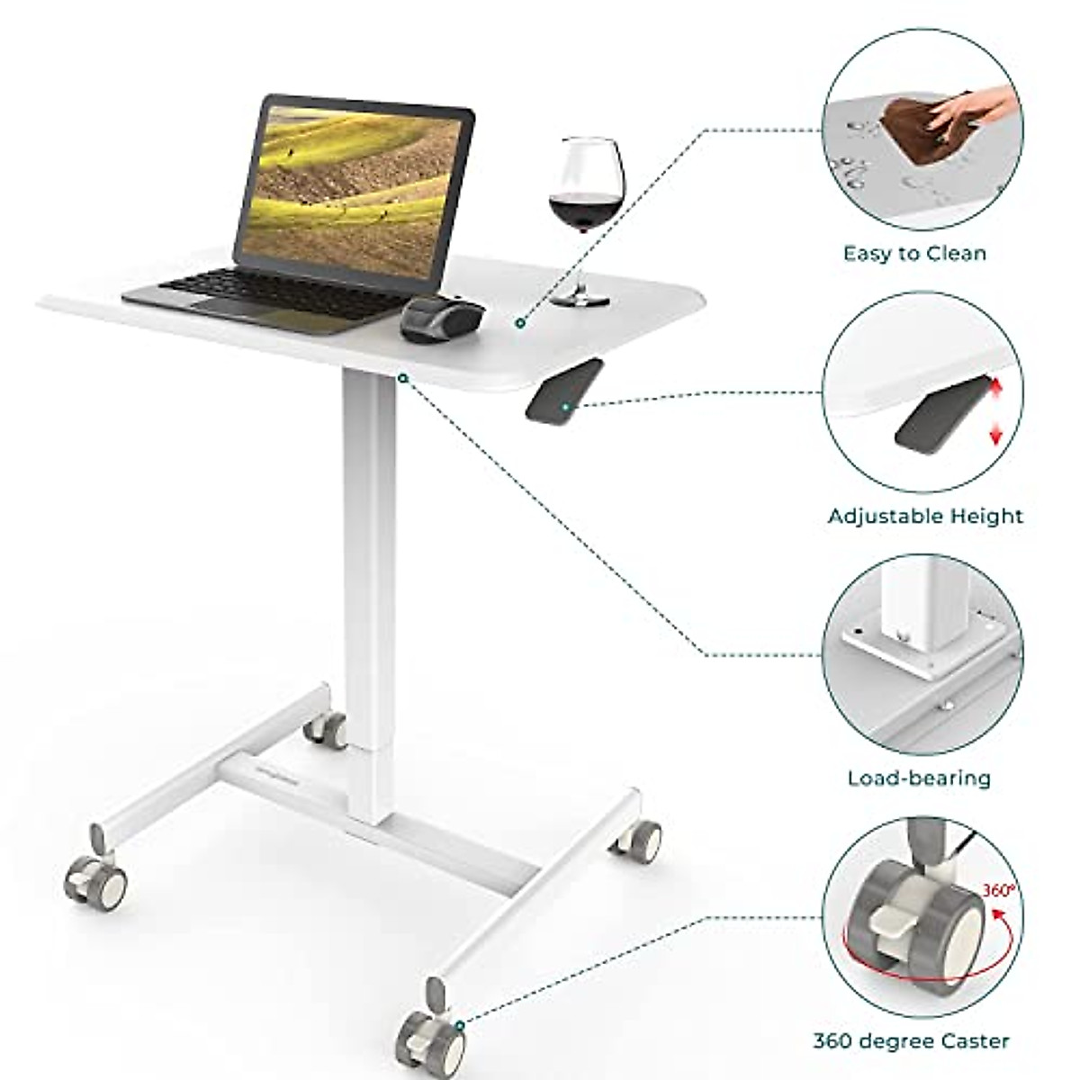 SMUG Standing small-106-WHITE Laptop Desk, 19''x26'', White
