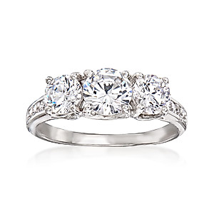 Ross-Simons 1.92 ct. t.w. CZ 3-Stone Ring in Sterling Silver. Size 6