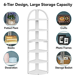 Tribesigns Corner Shelf, Tall Corner Bookshelf for Small Space, Rustic Plant Stand Display Rack for Living Room, Home Office, Kitchen