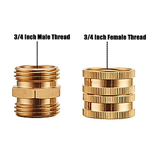 PWACCS Garden Hose Adapter, Male to Male, Female to Female, 3/4 Inch Solid Brass Hose Connectors Adapters, 4-Pack with Extra 4 Washers