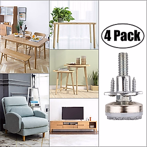 Heavy Duty Furniture Leveling Feet Adjustable Furniture Leg Levelers for Tables Chairs Cabinets Sofa Raiser, Support 1320LBs, T- Nut Kit 3/8”-16 Thread, Large Base,w/ 4 Felt Pads,12 Screws (4 Pack)