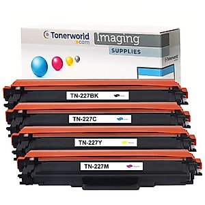 TonerWorld Compatible Replacement Cartridtges for Brother TN227 4 Color Toner Pack (High Yield) BCYM