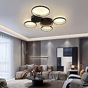 KARMIQI Modern Black Ring Ceiling Light 37W Dimmable LED Ceiling Light Circle Flush Mount Ceiling Light Fixtures for Living Room Bedroom Dining Room Kitchen