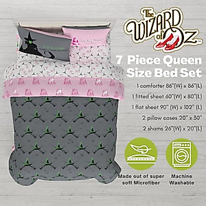 Franco Collectibles The Wizard of OZ Bedding 7 Piece Super Soft Reversible Comforter and Sheet Set with Sham, Queen, (Officially Licensed Product)