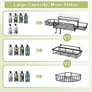 ETECHMART Shower Caddy Organizer, Expandable and Adhesive Bathroom Shower Shelf, SUS304 Rustproof Storage No Drilling Wall Shower Rack,2 Pack/Black