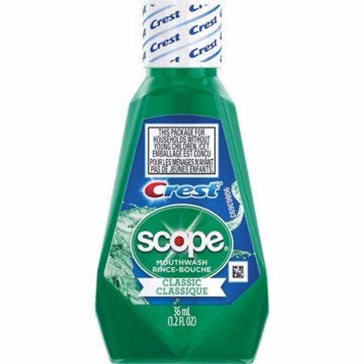 Crest Scope Mouthwash, Classic Mouth Rinse, Travel Size 1.2 Ounces (36ml) - Pack of 12