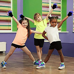 LED Gloves LED Lace Set, Glow Gloves Finger Lights, 3 Colors 6 Patterns Colorful Glitter Lighting Gloves ,Kids Toys Christmas Halloween Party Gifts, Gifts