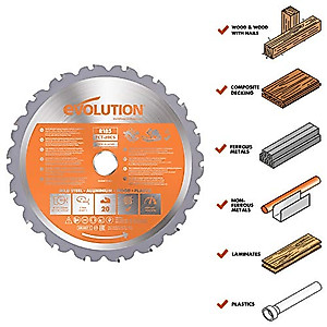 Evolution Power Tools RAGEBLADE 7-1/4-Inch Multipurpose Cutting Blade for Steel, Aluminum, Wood and Plastics
