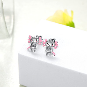 Axolotl Earrings for Women 925 Sterling Silver Axolotl Stud Earrings Cute Animal Axolotl Jewelry for Women Axolotl Gifts